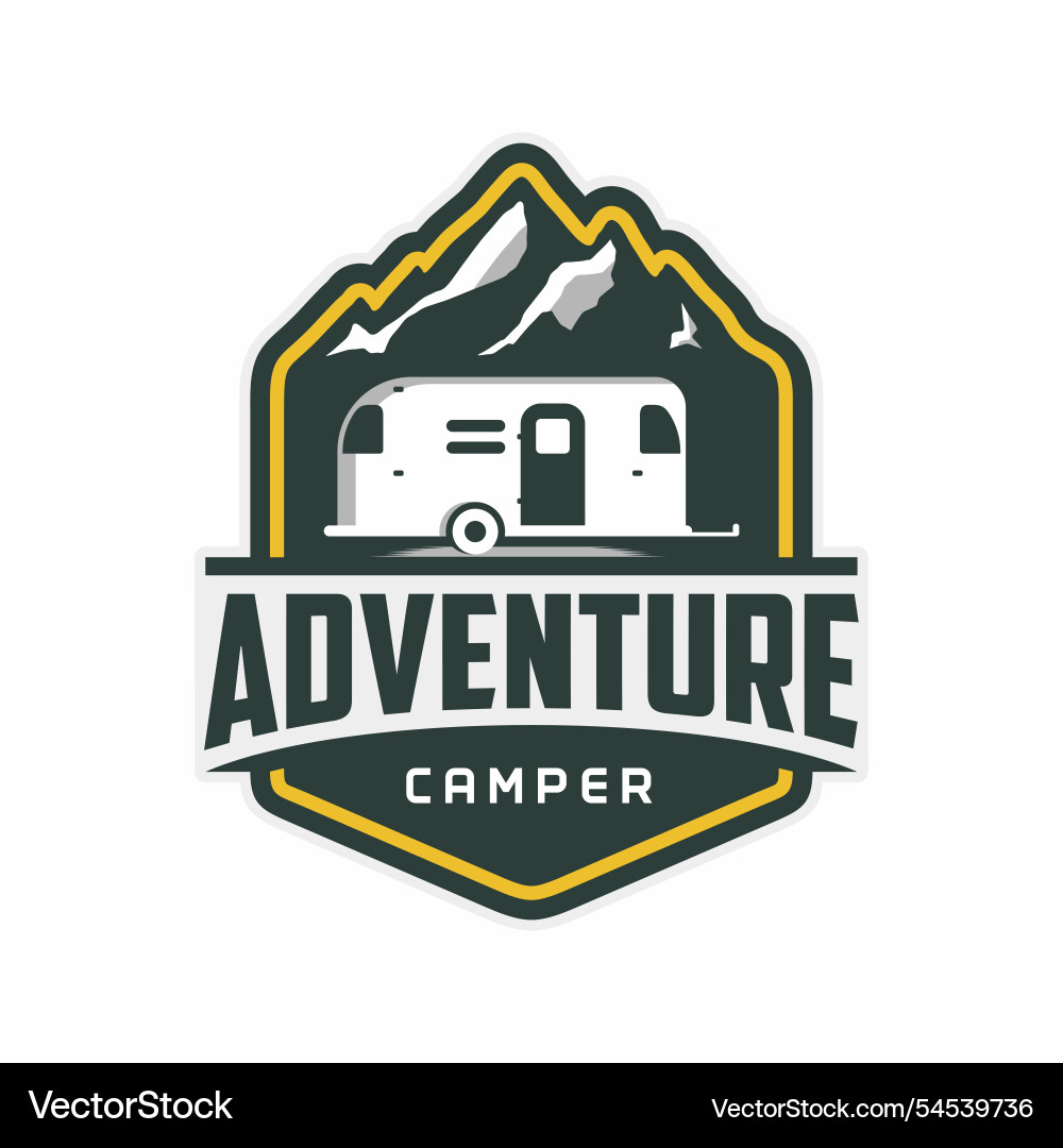 Camping Caravan Logo Emblem Royalty Free Vector Image