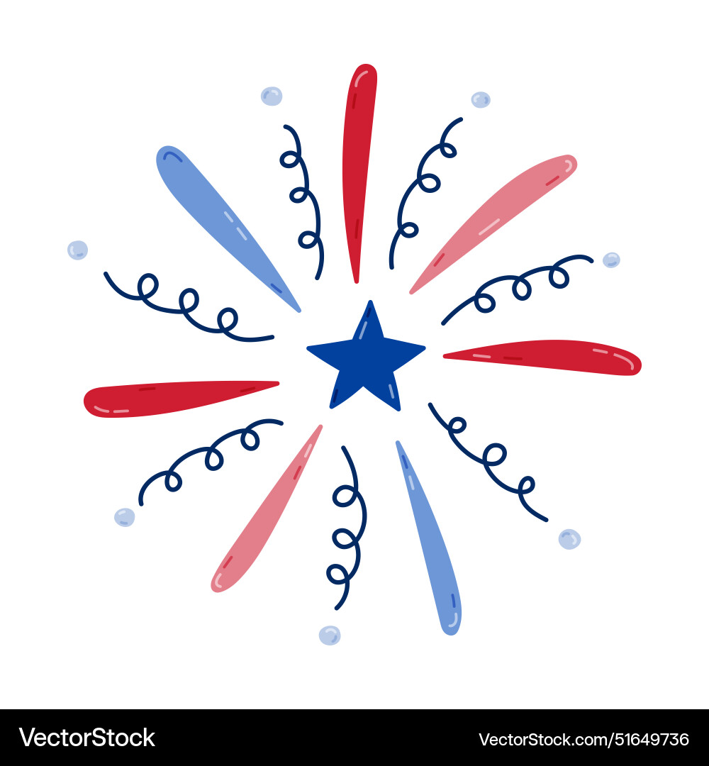 Cute cartoon firework with stars for holidays Vector Image