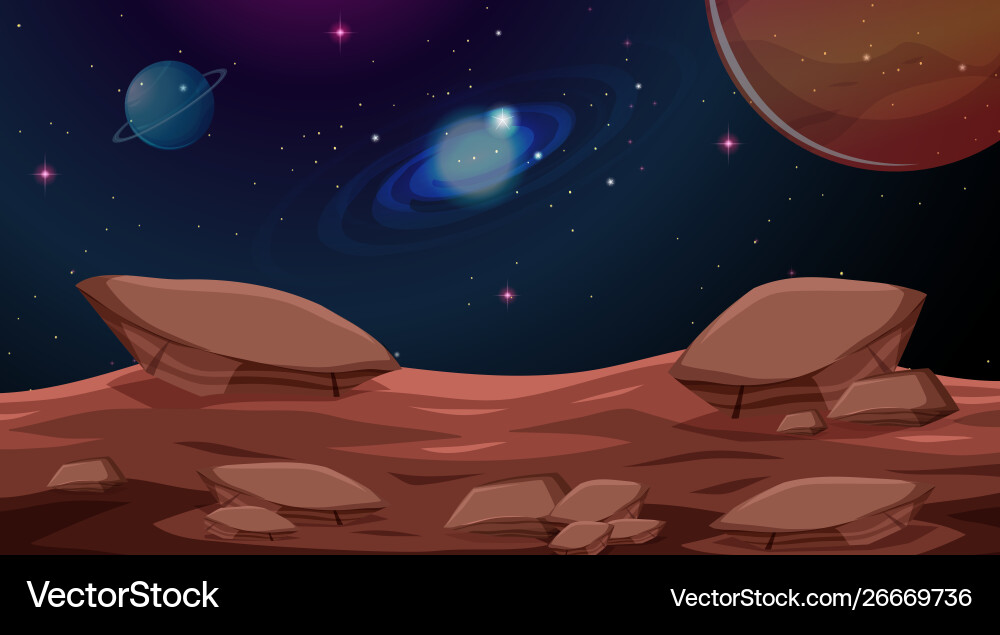 Deserted planet background scene Royalty Free Vector Image
