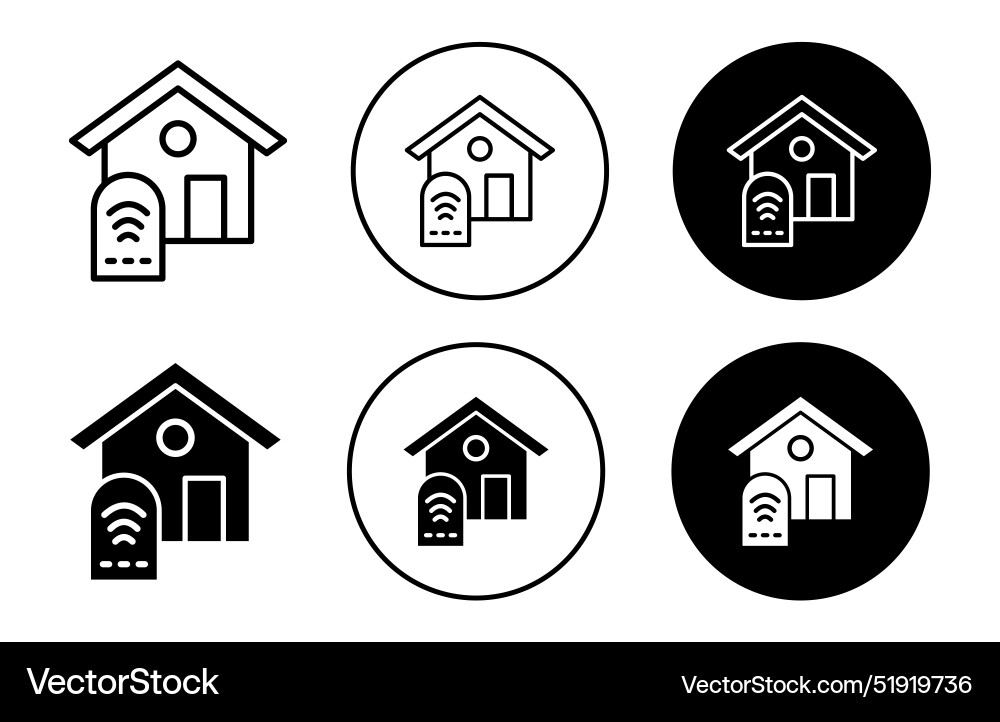 Home control icon collection of outline thin line Vector Image