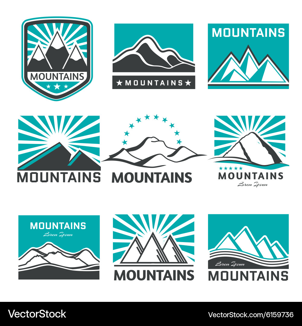 Mountains emblems Royalty Free Vector Image - VectorStock