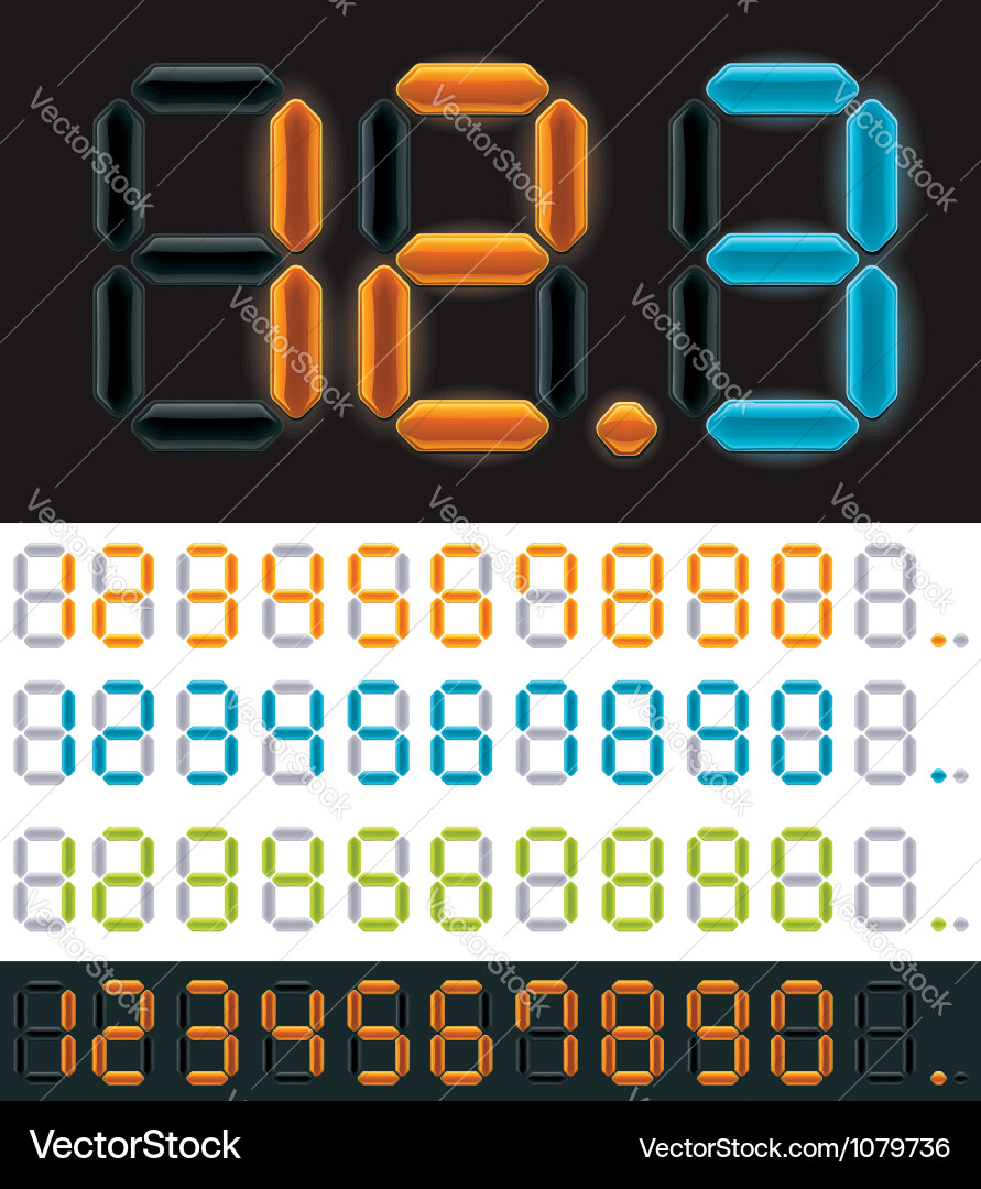 Neon digits Royalty Free Vector Image - VectorStock