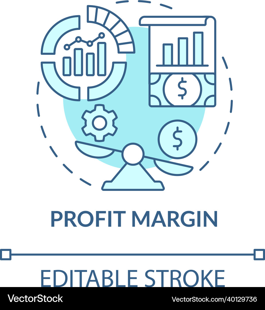 Profit margin blue concept icon Royalty Free Vector Image