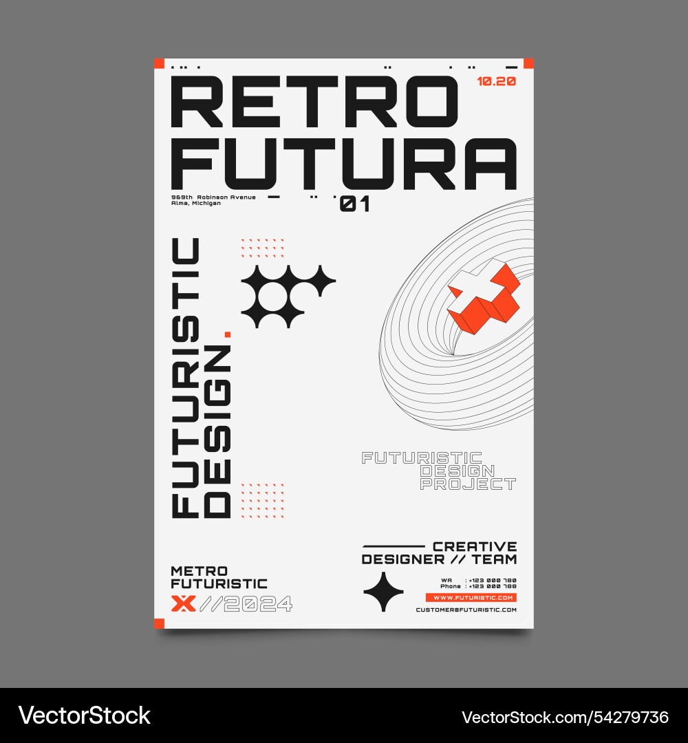 Retro futuristic poster design Royalty Free Vector Image Retro futuristic poster design Royalty Free Vector Image