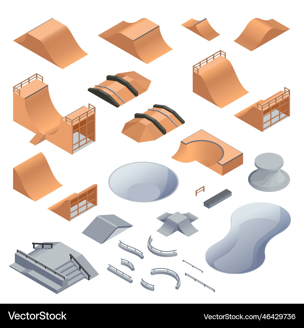 Skate park set Royalty Free Vector Image - VectorStock