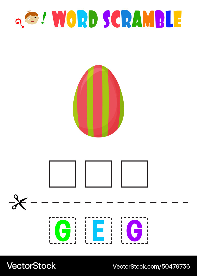 Word scramble easter egg educational sheet Vector Image
