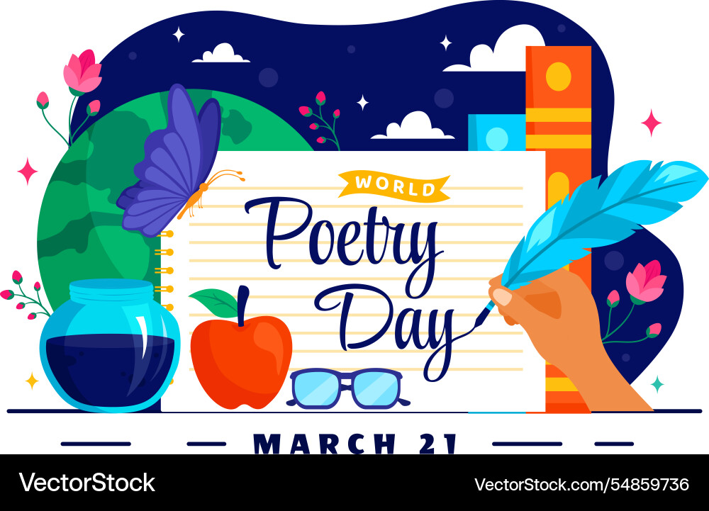 World poetry day on march 21 featuring writing Vector Image