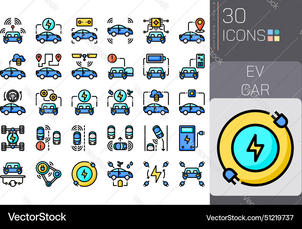 Ev car color line Royalty Free Vector Image - VectorStock
