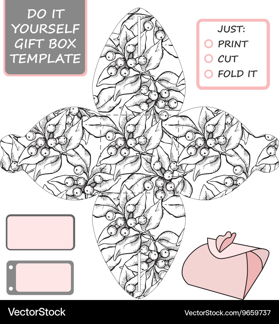 Favor gift box die cut template Royalty Free Vector Image