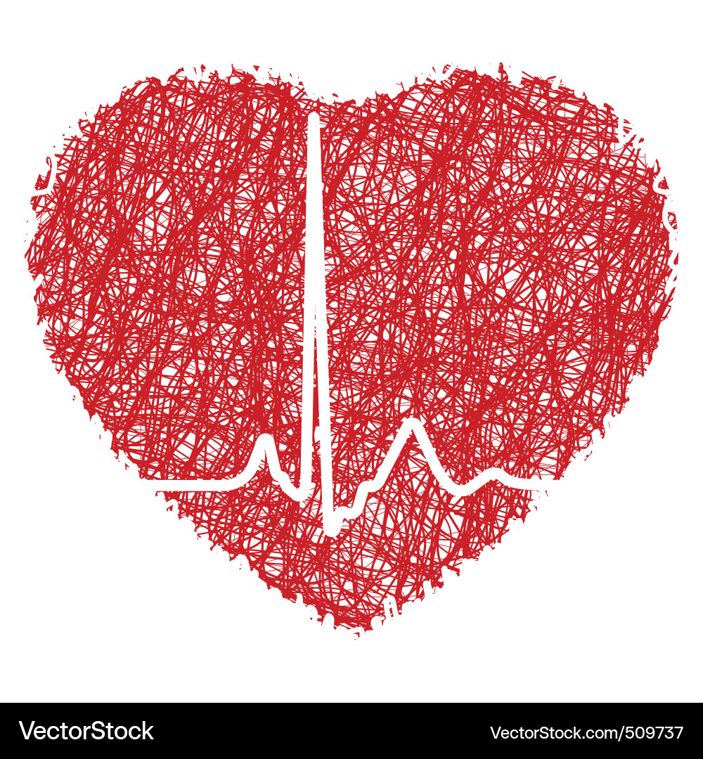 Heartbeat Scribble - Red Pulse Royalty Free Vector Image