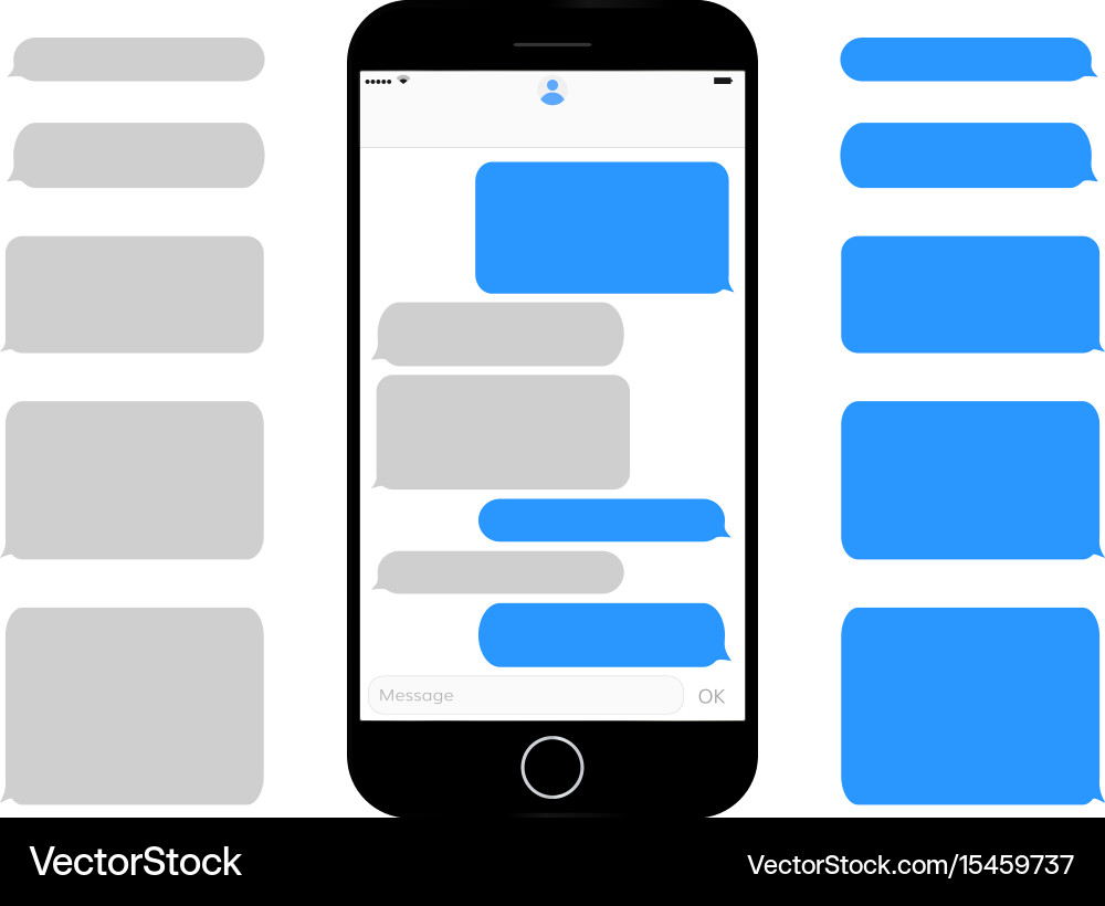 Mobile phone screen messaging text boxes empty Vector Image