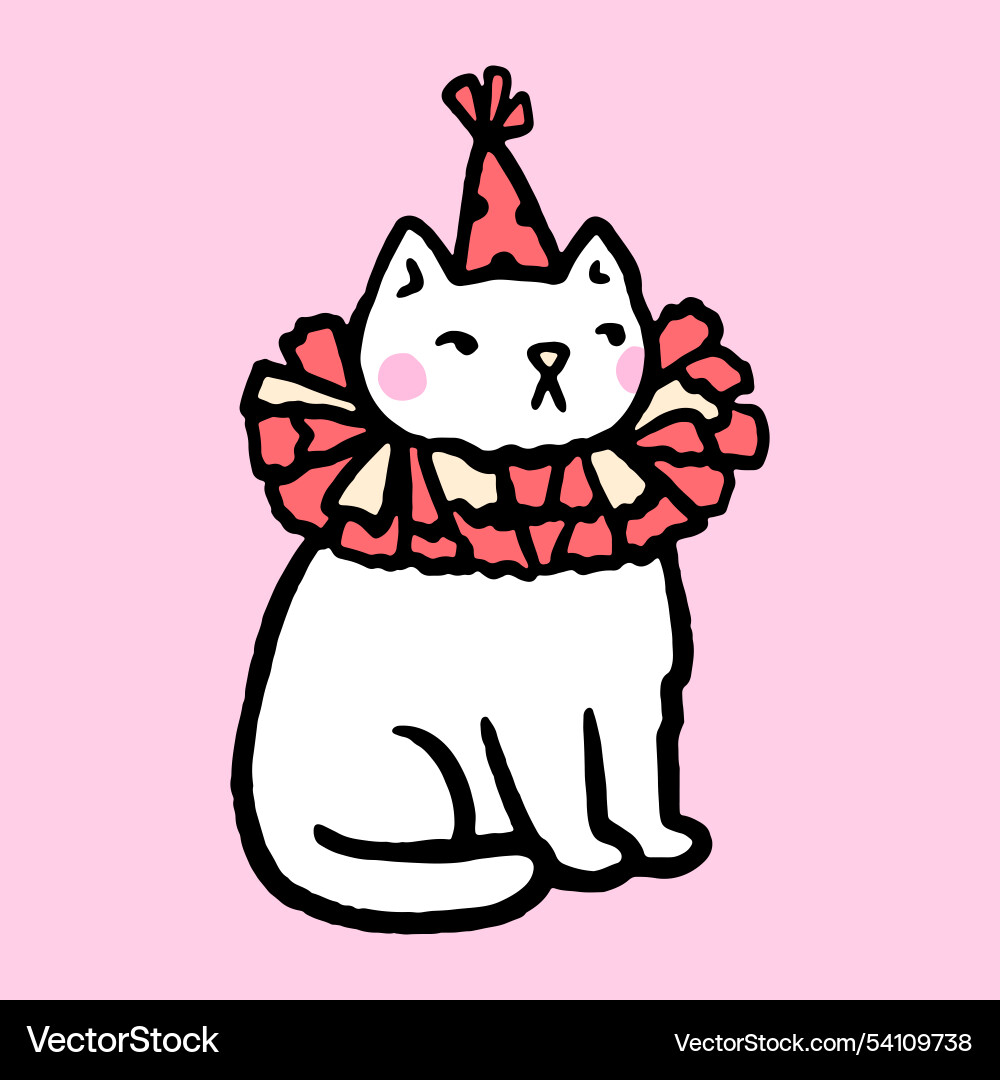 Cute white cat Royalty Free Vector Image - VectorStock