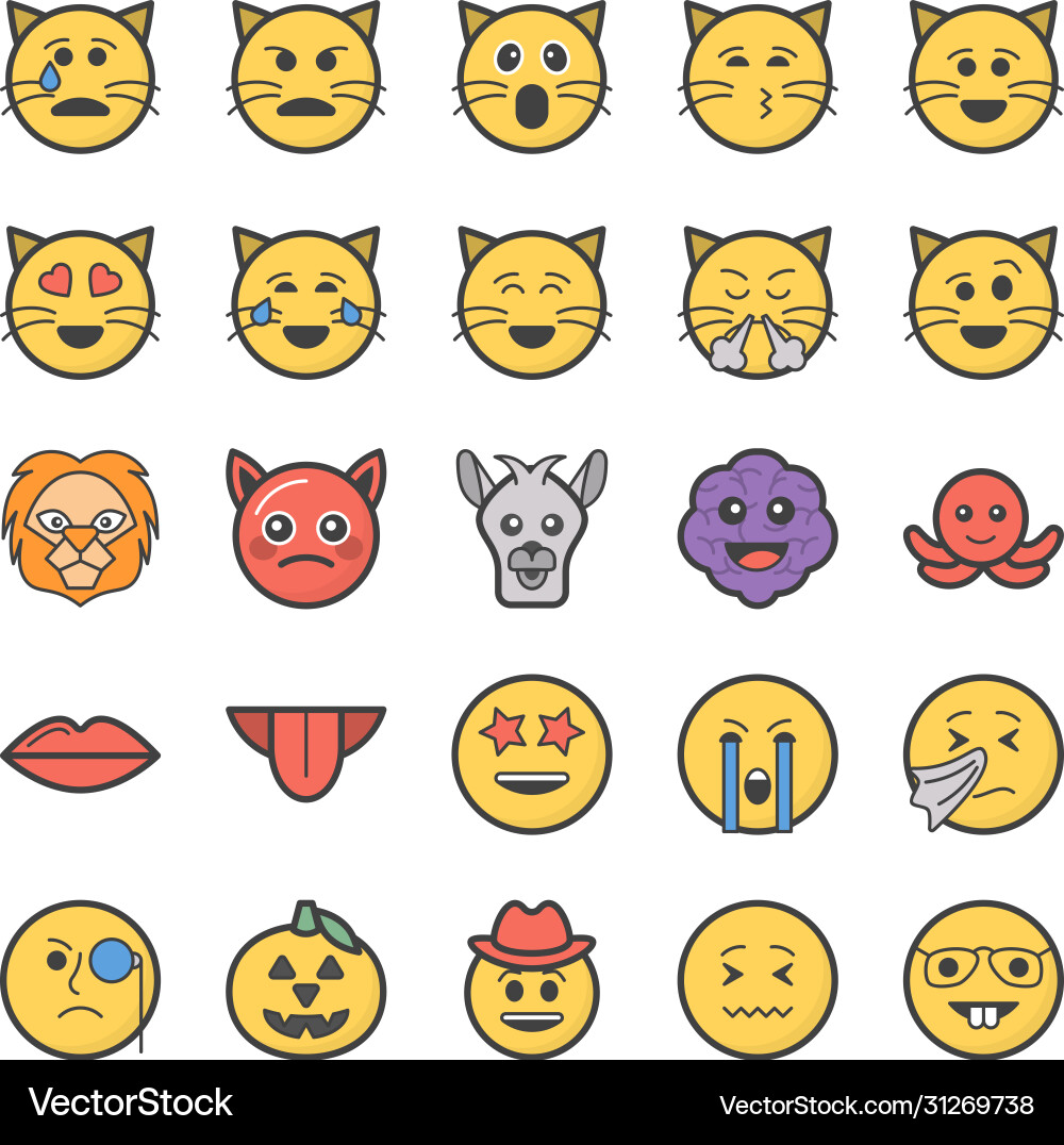 Emoticons icons bundle Royalty Free Vector Image
