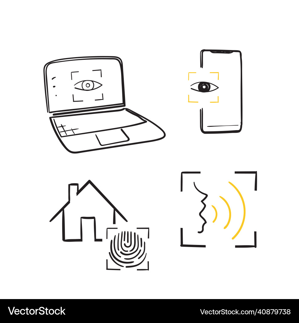 Hand drawn doodle biometric and authentication Vector Image
