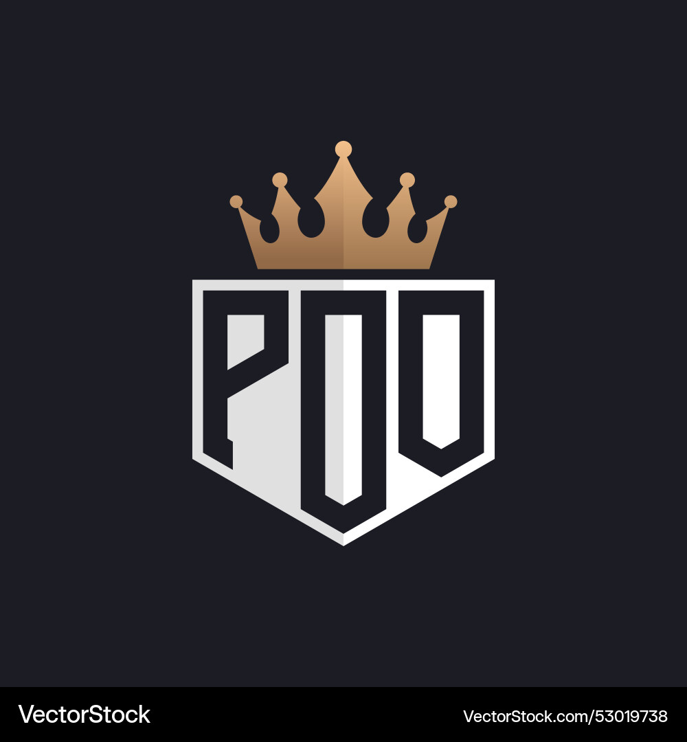 Luxury poo logo with crown elegant initials Vector Image