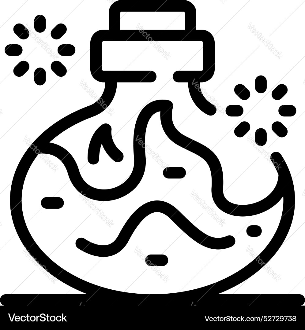 Magic potion bubbling in a round glass flask Vector Image