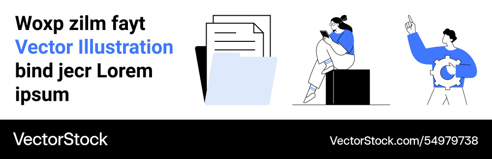 Office workers engaging with documents Royalty Free Vector