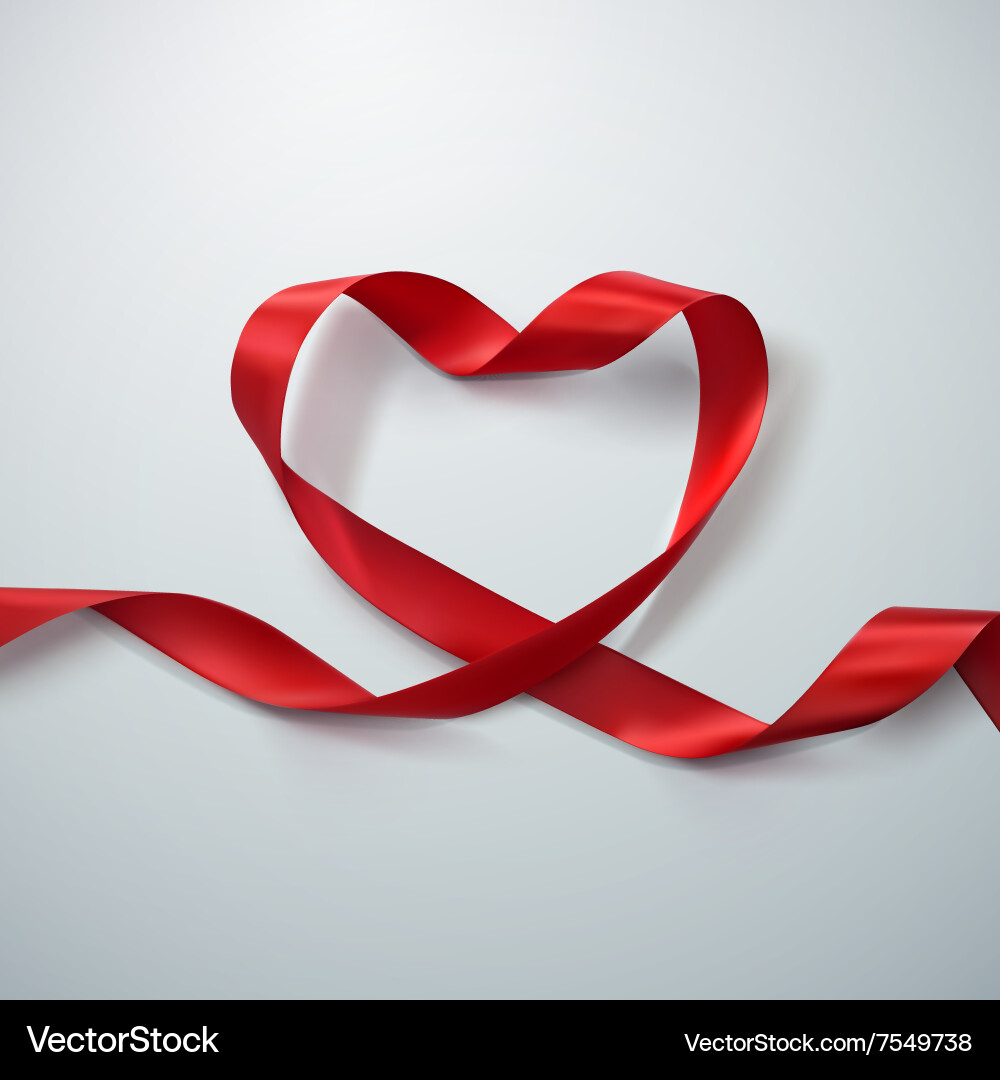 Red ribbon heart Royalty Free Vector Image - VectorStock