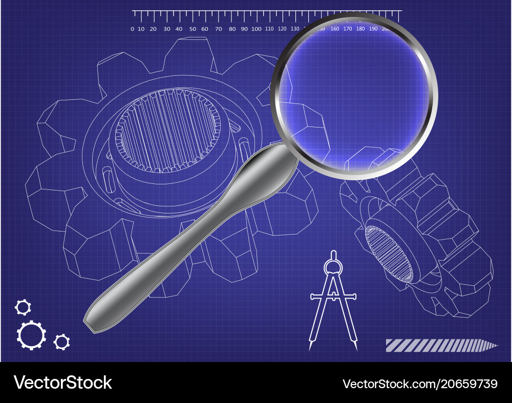 3d model of a cogwheel on blue Royalty Free Vector Image