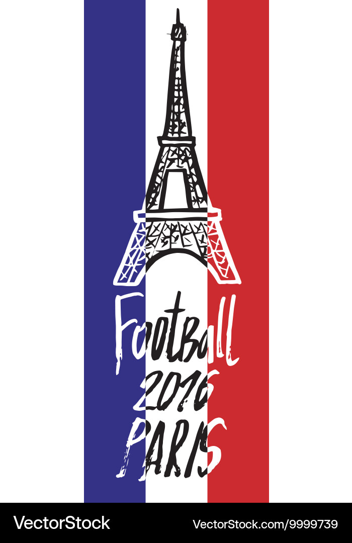 Hand drawn concept logo with eiffel tower Vector Image