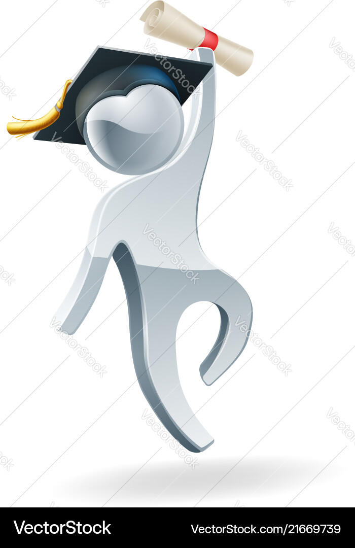 Happy jumping graduate person Royalty Free Vector Image