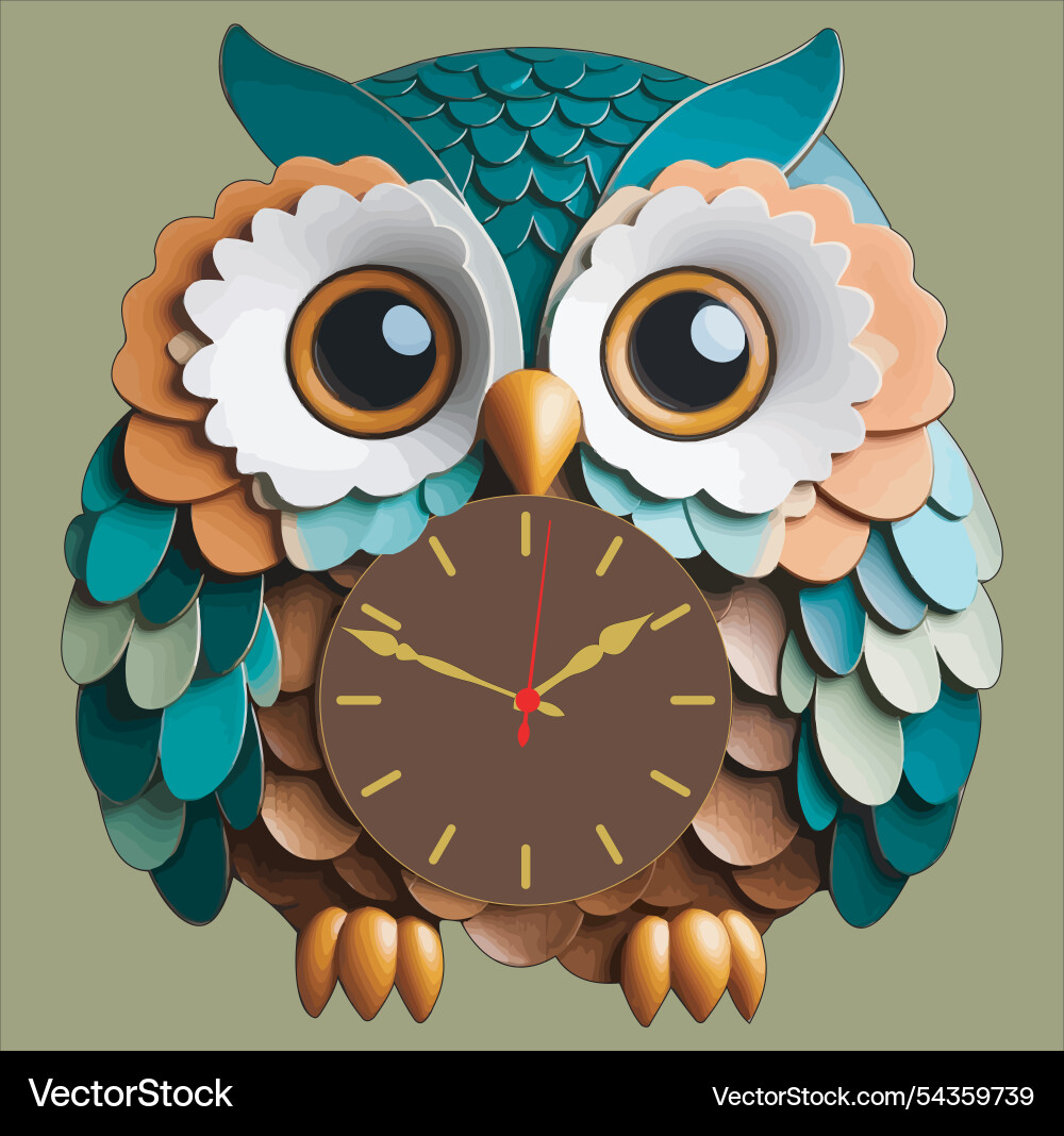 Owl clock design Royalty Free Vector Image - VectorStock