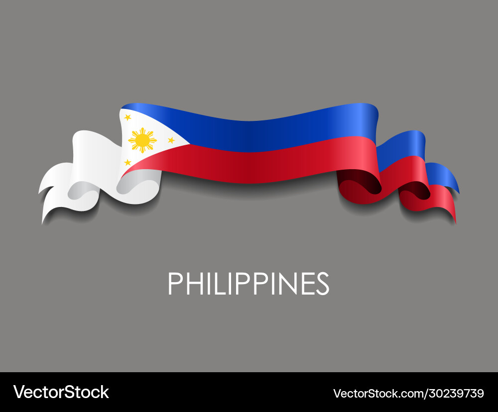 Philippines flag wavy ribbon background Royalty Free Vector