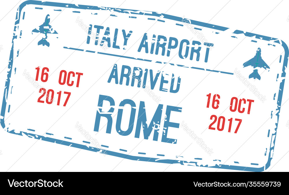 Rome arrival stamp visa in passport template Vector Image