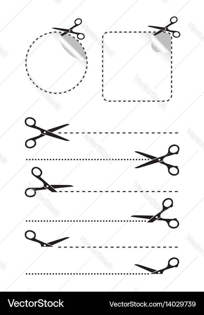 Scissors cut lines Royalty Free Vector Image - VectorStock