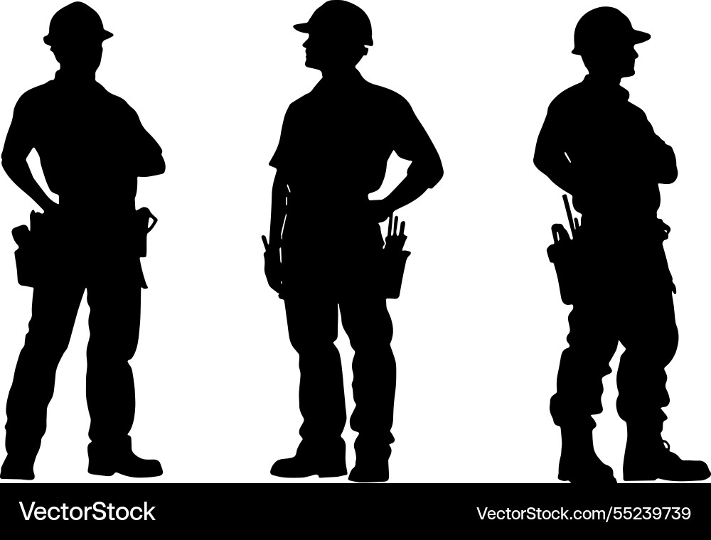 Silhouettes of a construction worker Royalty Free Vector