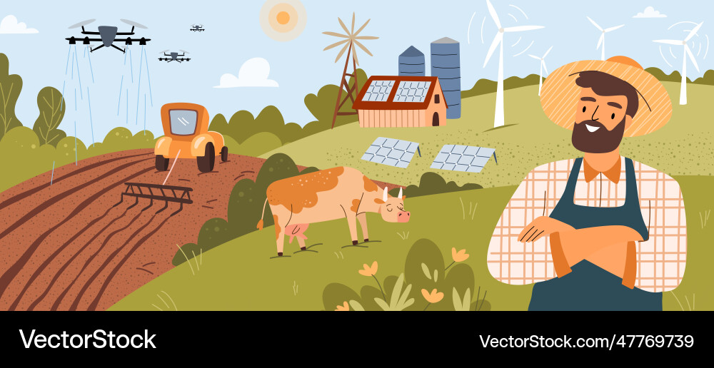 Smart farm modern agricultural technology system Vector Image