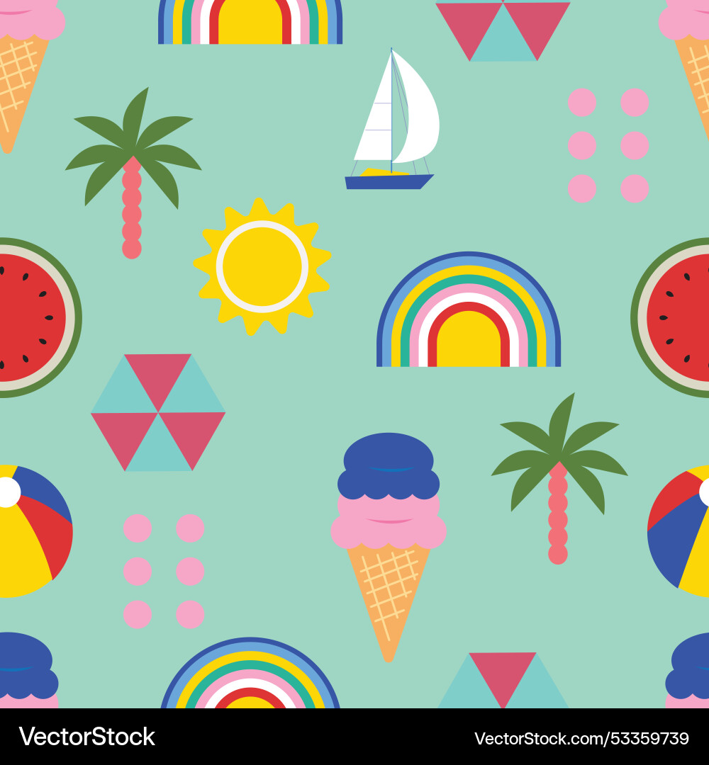 Summer background with geometric style for square Vector Image