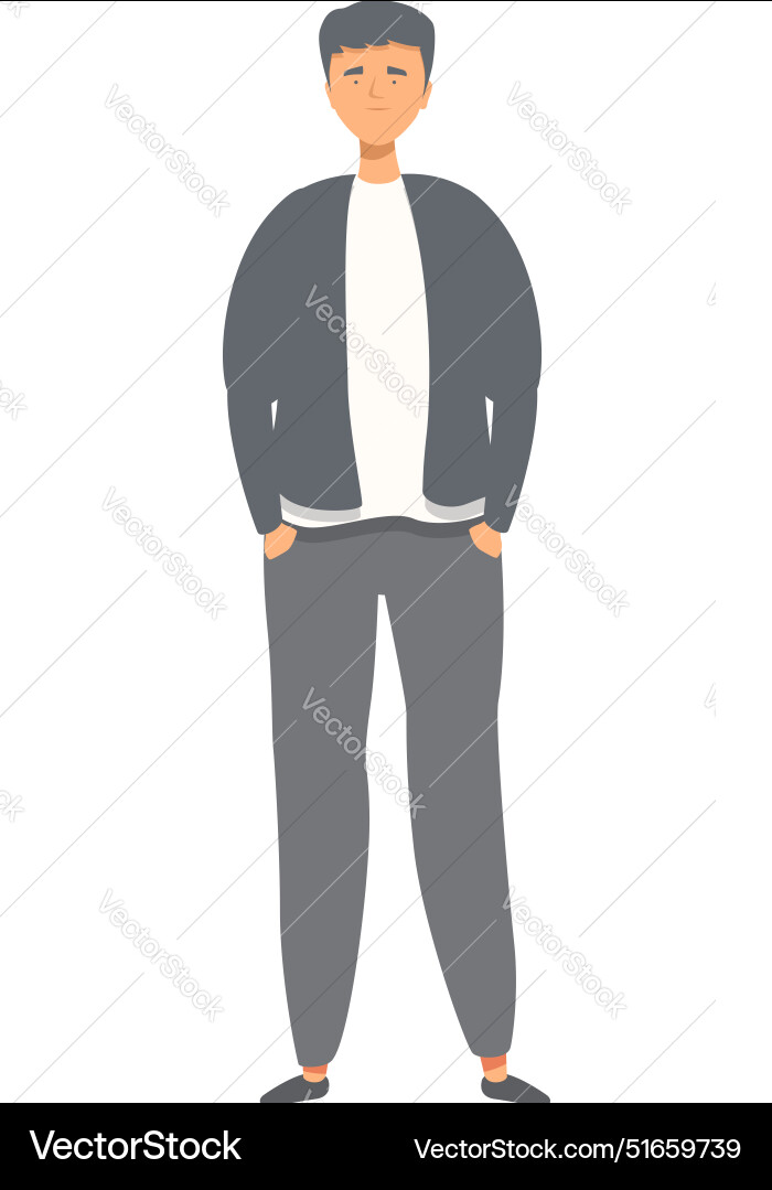 Young man is standing with his hands Royalty Free Vector