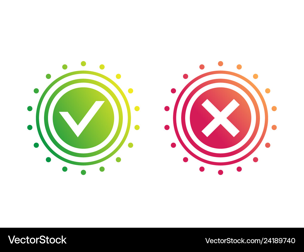 Checkmark tick x cross Royalty Free Vector Image