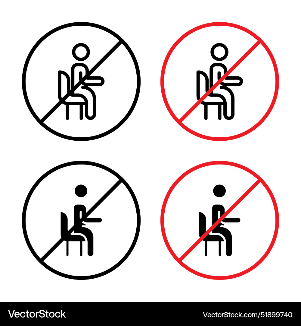 Notice stating no sitting allowed indicating Vector Image