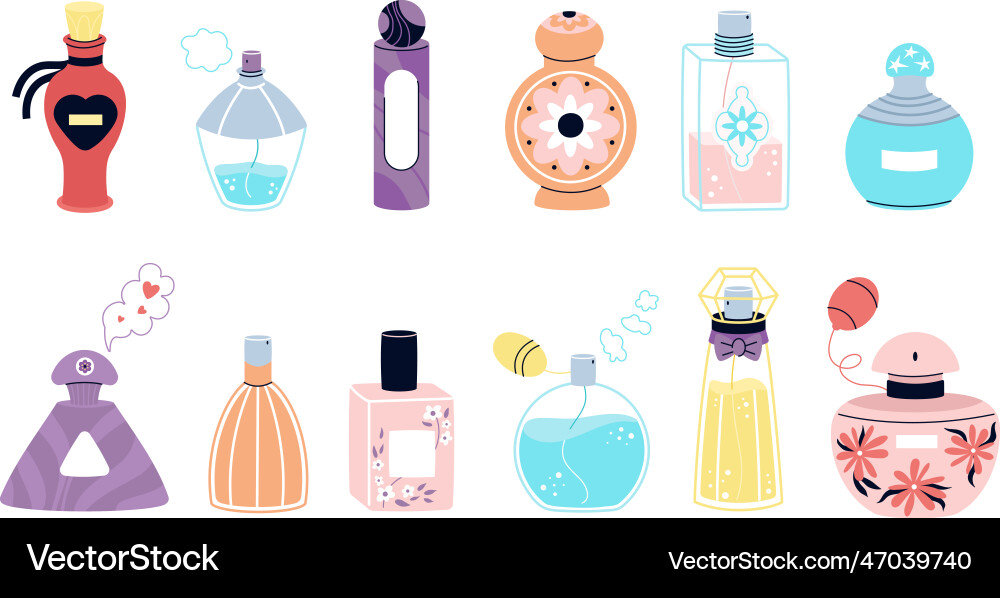 Perfume flat bottle perfumes cartoon icons – Royalty-Free Vector ...