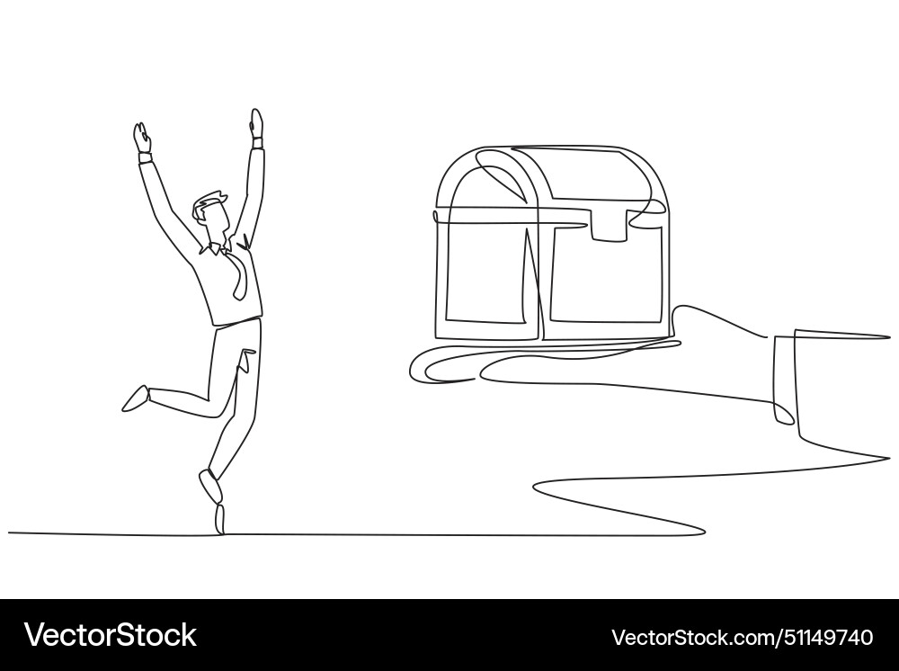 Single one line drawing businessman was excited Vector Image