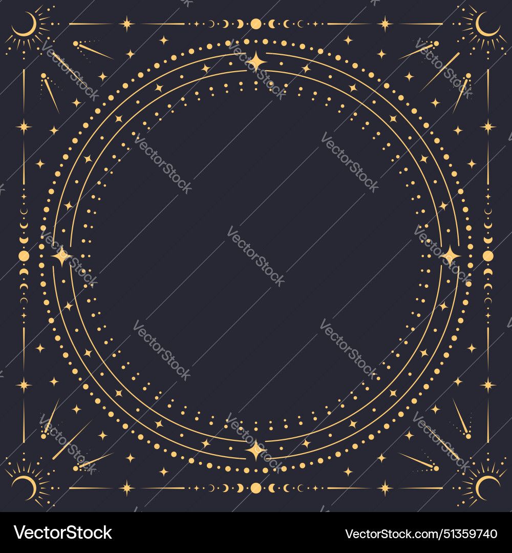 Square celestial frame ornate background Vector Image