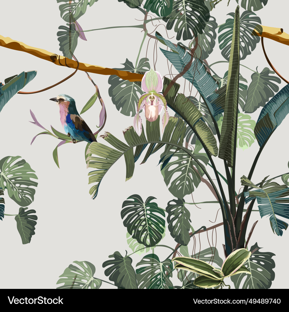 Tropical Botanical Wallpaper Royalty Free Vector Image