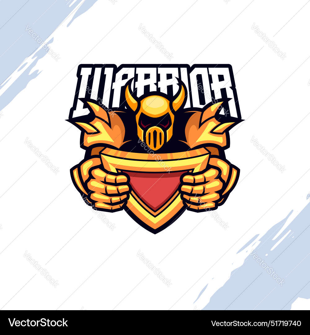 Warrior in golden armor holding a shield Vector Image