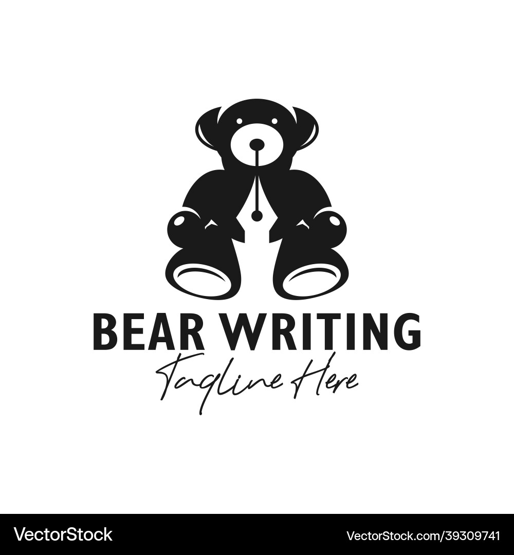Bear writer inspiration logo design Royalty Free Vector