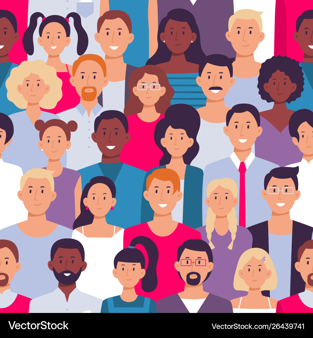Diverse People Crowd Pattern Royalty Free Vector Image