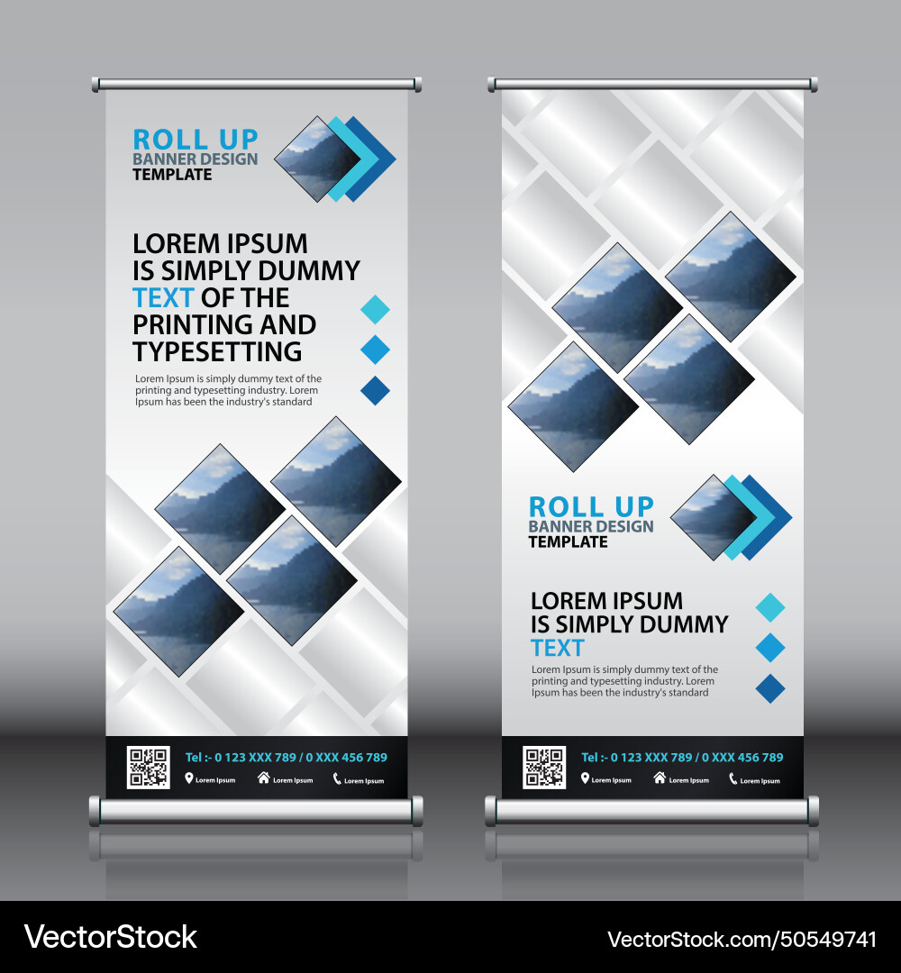 Geometric business roll up stand banner design Vector Image