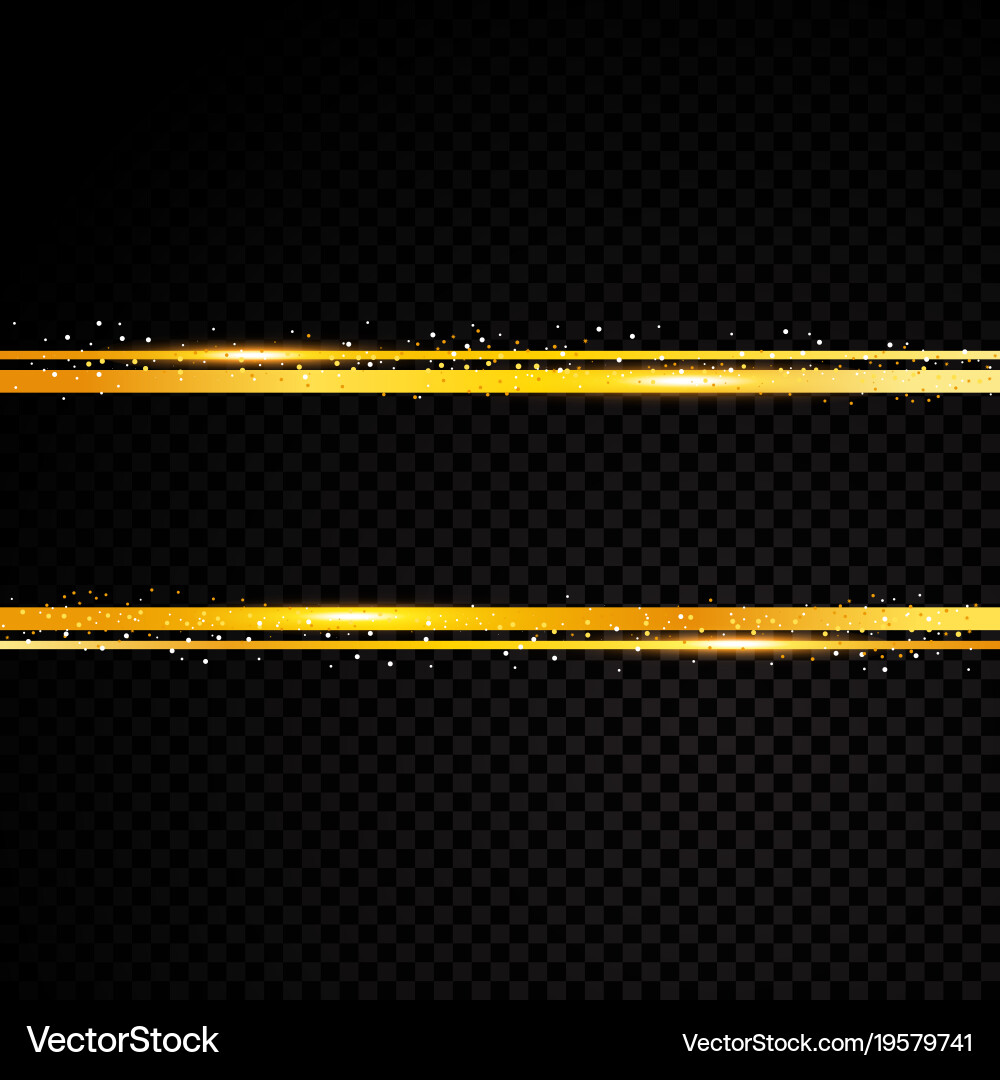 Golden line banner isolated on black Royalty Free Vector