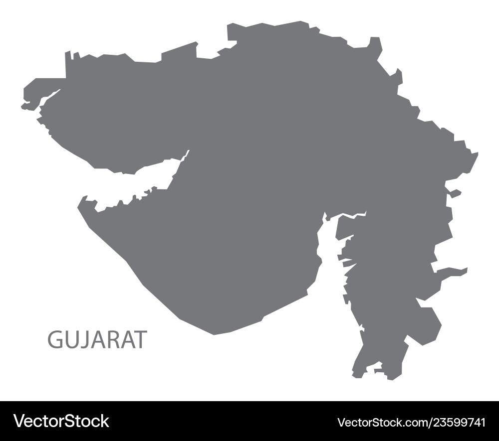 Gujarat india map grey Royalty Free Vector Image