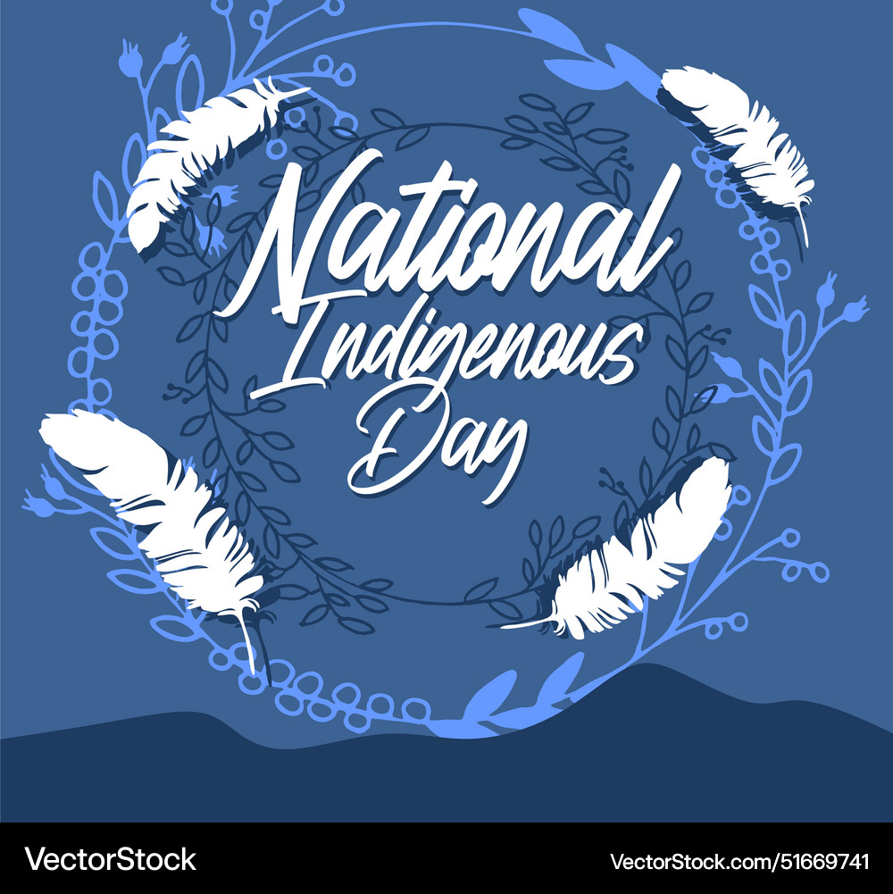 Happy indigenous peoples day with feather Vector Image