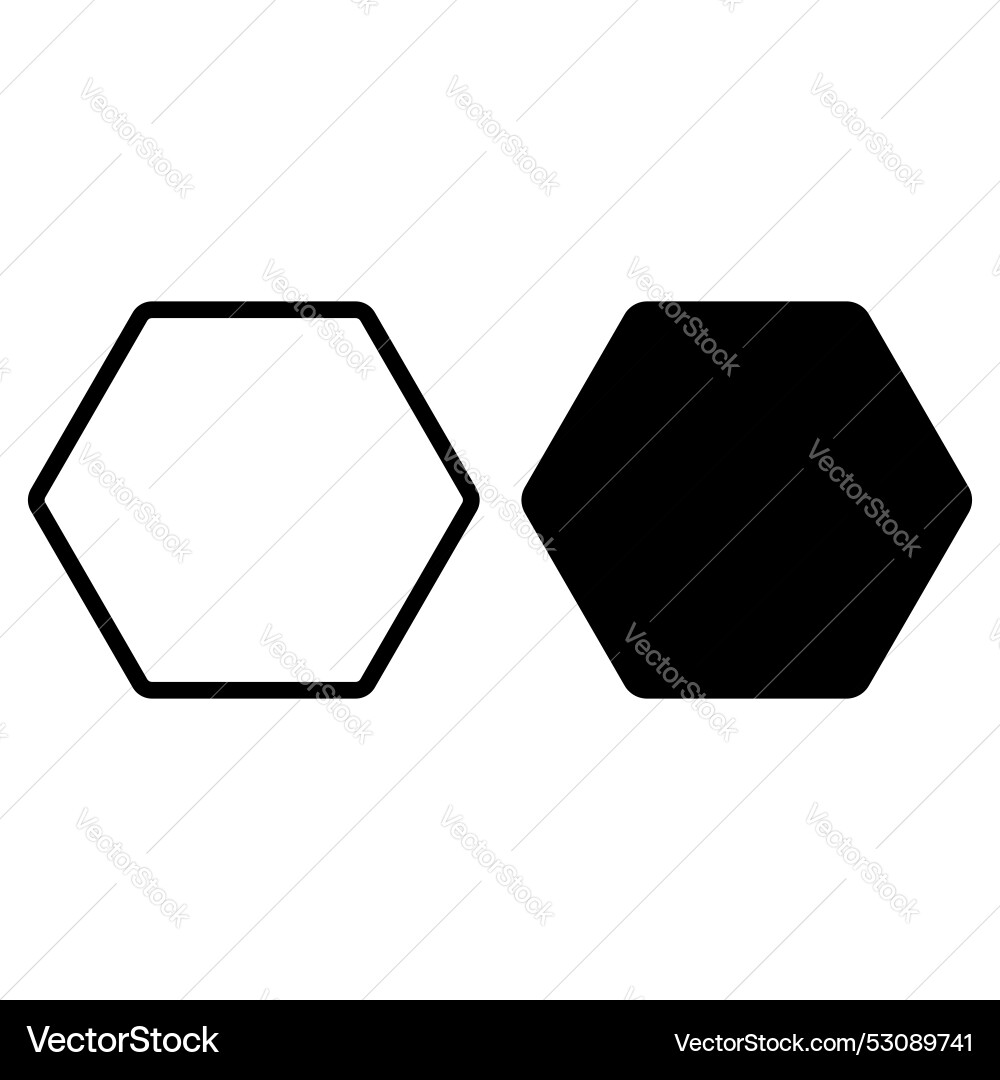 Hexagon icon line black and white isolated Vector Image