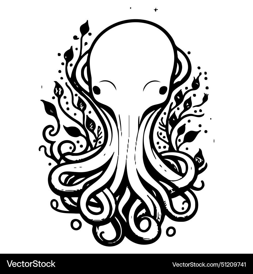 Octopus flower sketch hand draw Royalty Free Vector Image