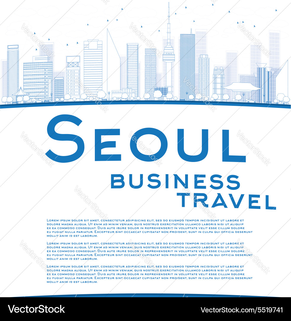 Outline seoul skyline Royalty Free Vector Image