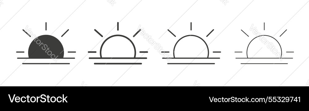 Sunrise icons set graphic designs Royalty Free Vector Image